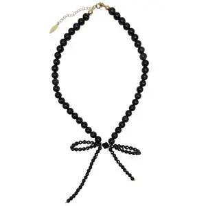 FARRA Obsidian Butterfly Knot Necklace