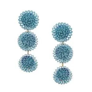 Pat’s Jewelry Flower Pompom Clip-on Earrings - Blue