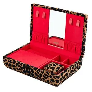 Wolf Savanna Leopard Print Medium Jewellery Box - Black