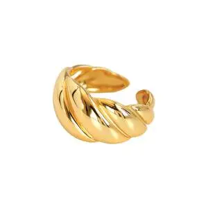 EVERY WAVE Shaping Twist Croissant Ring - Gold