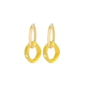 GOLD & HONEY Lucite Drop Hoop Earrings - Gold/yellow