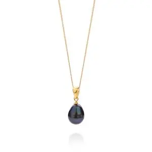 NELLOU JEWELLERY Mini Peacock Pearl Drop Necklace - Blue/grey