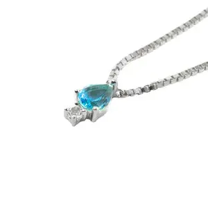 NASI SILVER Pear Atarah Necklace In Silver With Topaz - Blue