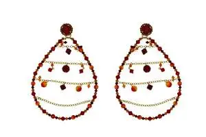 VICKISARGE Fortitude Chandelier Earrings - Red/orange