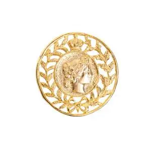 CARAMEL VINTAGE JEWELLERY Gold Plated Laurel Cameo Brooch - Silver
