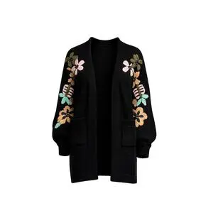 TANTRA SPAIN SL Embroidered Knit Jacket - Black