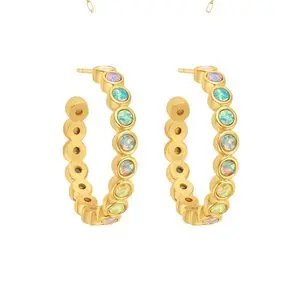 LA KAISER Grande Opal Ombre Hoops - Gold