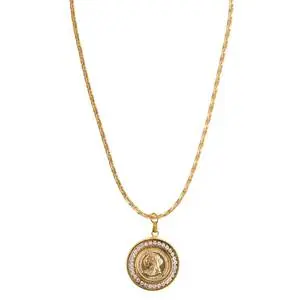 CARAMEL VINTAGE JEWELLERY Crystal Halo Coin Pendant Necklace