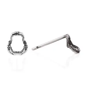 LEE RENEE Shark Jawbone Stud Earrings - Silver