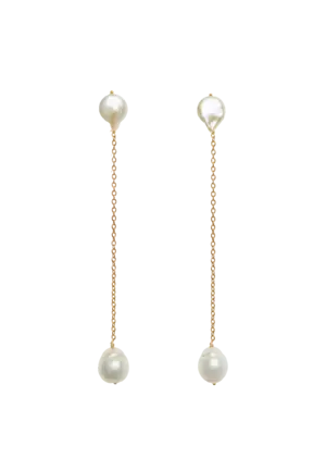 LAVANI JEWELS Dara Pearl Dangle Earrings - White/gold