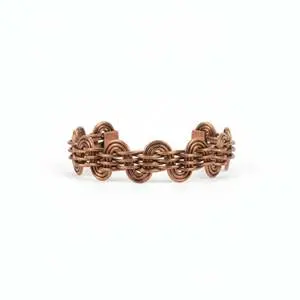 ANATOLIACRAFT Handwoven Copper Loop Cuff Bracelet - Brown