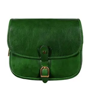 TIME RESISTANCE Full-grain Leather Crossbody Bag - Green