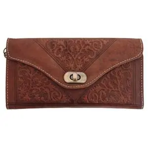BERBER LEATHER Leather Tri-fold Purse Dark - Brown