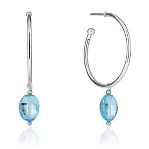 KAIZARIN Hoop Earring With Topaz Drop - Silver