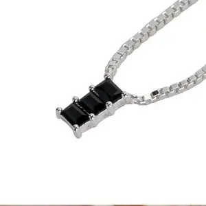NASI SILVER Baguette Nahar Onyx Necklace - Black