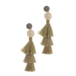 SAACHI Crystal Cluster Tassel Earrings