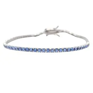HARFI Aquamarine Gemstone Tennis Bracelet - Silver/blue