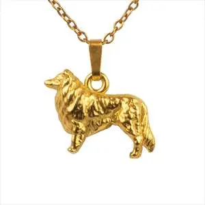 SIMON KEMP JEWELLERS Collie Dog Pendant Eighteen Carat On Solid Recycled Sterling Silver - Gold