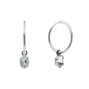 LEE RENEE Aquamarine Clicker Hoop Earrings - Silver