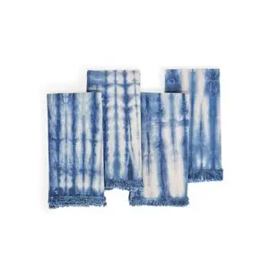 KORISSA Handmade Tie Dye Cotton Napkin In Indigo Set Of Four - Blue