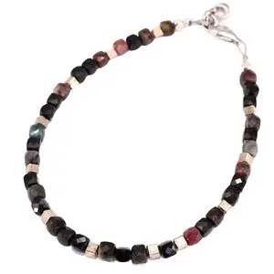 MINERALGEMS ✩ STUDIO Tourmaline And Sterling Silver Bracelet - Silver/black/brown