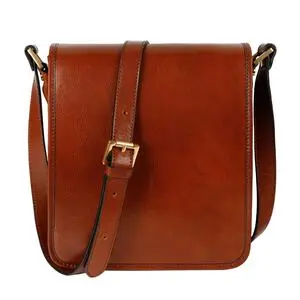 TIME RESISTANCE Small Leather Messenger Bag - Brown
