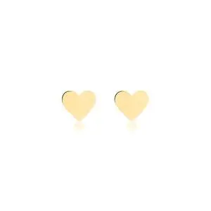 SOLIO JEWELLERY 18k Solid Gold Heart Stud Earrings - Gold/pink/yellow