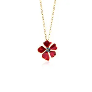 MILOU JEWELRY Wild Rose Flower Necklace - Red