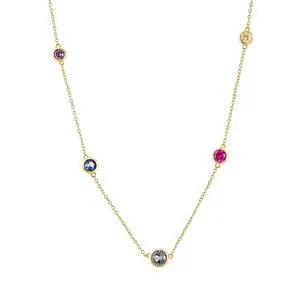 HARFI Multi Gemstone Gold Plated Necklace - Gold/blue