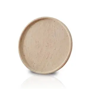 MARLETH Hand-carved Round Travertine Serving Tray - White