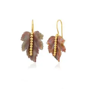 MILOU JEWELRY Agate Leaf Dangle Earrings - Pink