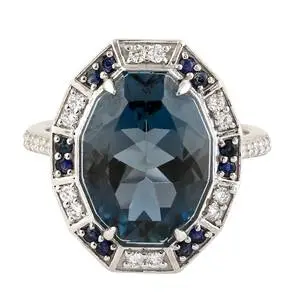 ARTISAN 18k White Gold London Blue Topaz, Sapphire And Diamond Ring