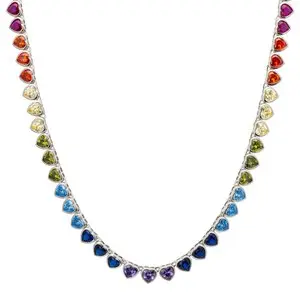 LATELITA Heart Garland Gemstone Necklace - Silver