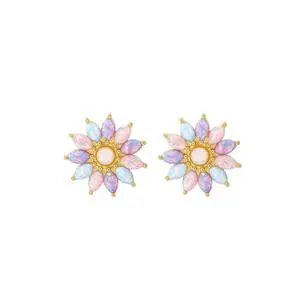 LA KAISER Opal Caribbean Fleur Stud Earrings - Gold