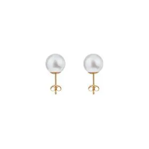 ORA PEARLS White Pearl 9ct Gold Stud Earrings - White/gold