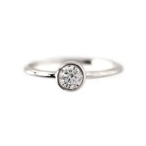 VICSTONENYC FINE JEWELRY Natural Diamond Bezel Setting Platinum Ring - White