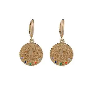 EBRU JEWELRY Evil Eye Gemstone Earrings - Gold