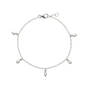 LILY & ROO Diamond Style Marquise Drop Bracelet - Silver