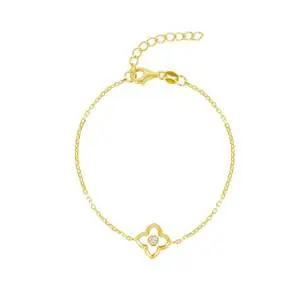 SPERO LONDON White Enamel Clover Sterling Silver Bracelet - Gold