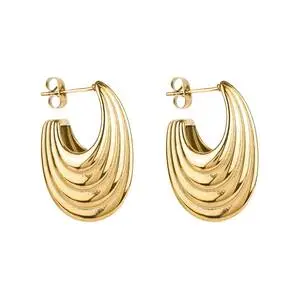 BALLINGER Chunky Ridge Retro Hoop Earrings - Gold