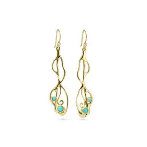 ISLA SILVER Vermeil American Turquoise Drop Earrings - Gold/blue