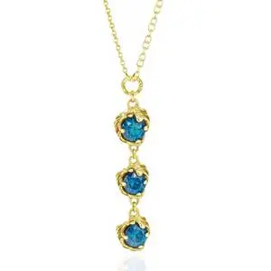UNALOE Gold Vermeil Necklace With Crystal Pendants - Gold/blue