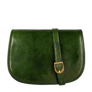 TIME RESISTANCE Leather Saddle Messenger Bag - Green