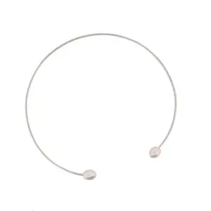 SILVER MOON Sterling Wire Necklace With Pearls - Silver