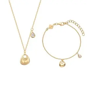 VANCHI Nora Double Pendant Necklace And Bracelet Set - Gold