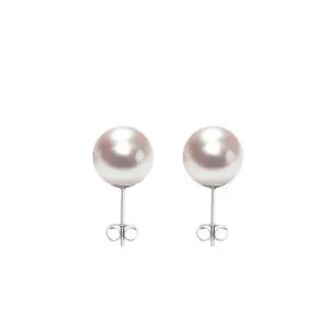 ORA PEARLS White Pearl Stud Earrings - White/silver