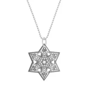 CARTERGORE Medium Mandala Star Pendant Necklace - Silver
