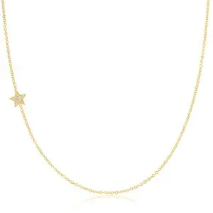Maya Brenner Designs 14k Asymmetrical Charm Necklace With Diamond Pavé Star - Gold
