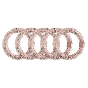 6FIFTYTWO® Pure Mulberry Silk Slim Scrunchies Set Of 5 - Pink