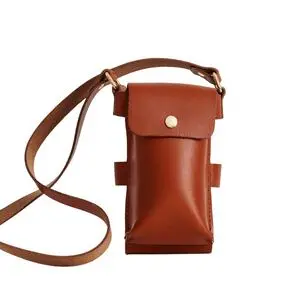 VIDA VIDA Leather Water Bottle And Phone Holder Tan - Brown